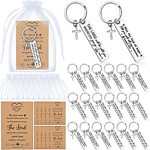 Siifert 24 Sets Christian Keychain Bible Verse Cross Keychain Bulk Religious Prayer Gifts for Women Men Christmas (Silver,Rectangle)