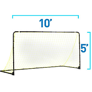 Franklin Sports Premier Steel - Folding Backyard Soccer Goal with All Weather Net - Kids Backyard Soccer Net - Easy Assembly - 10x5' - Black