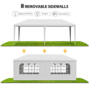 F2C 10 x20 Outdoor Gazebo White Canopy with sidewalls Party Wedding Tent Cater Events Pavilion Beach BBQ (10'X20')