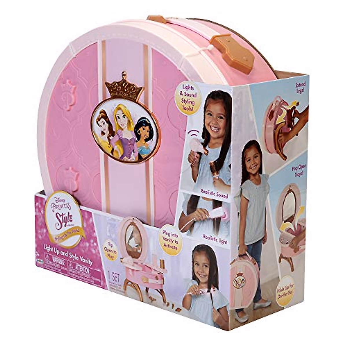 Disney Princess Vanity Style Collection Light Up and Style Vanity - Lights & Realistic Sound Styling Tools
