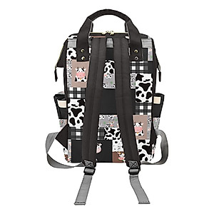 Liveweike Cow Print Patchwork Personalized Diaper Bag Backpack Custom Name Daypack Large Mommy Bag for Adults Girl Boy Student Option 3