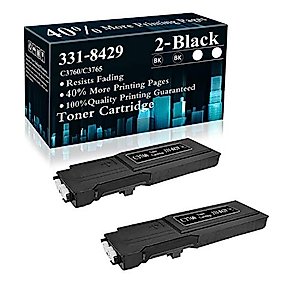 2 Black 331-8429 Compatible Toner Cartridge Replacement for Dell C3760dn C3760n C3765dnf Printer,Sold by TopInk