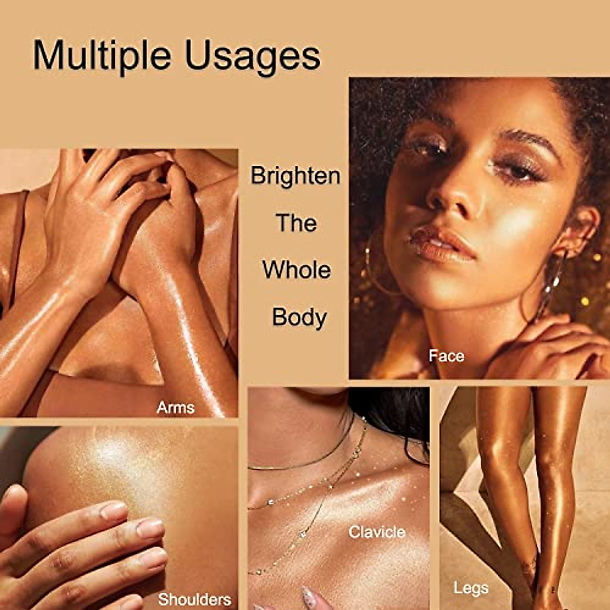 Liquid Body Luminizer, Bronze Highlighter All In One Makeup Illuminator, Smooth Shimmer Body Oil Glow Waterproof For Face & Body, Long Lasting Moisturizing (#03 Glistening Bronze)