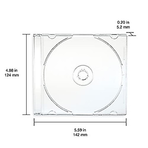 Verbatim CD DVD Blu-Ray Clear Slim Jewel Cases, 5.2 mm – 25 Pack