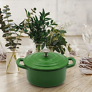 RJ Legend Mini Dutch Oven Pot Set of 3 - Enamel Surface, Non-Stick Cast Iron Cookware - Ideal Gift for Your Friends & Family - Blue, Green, White