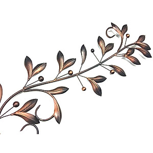 Bellaa 21956 Metal Wall Decor Over The Door Window Olive Branch Leaf Scroll Wrought iron Plaque Hanging Art Boho Home Decor Garden Patio Farmhouse Ranch Floral Accents 48 inch