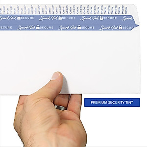 Spark Ink 500 Count Security Envelopes No.10, Self-Seal, Plain Standard Size Business Envelopes 4-1/8 x 9-1/2 Inch, Self Stick Blank White Envelopes, Peel & Seal, Quality 24 lb Paper (Non-Window)