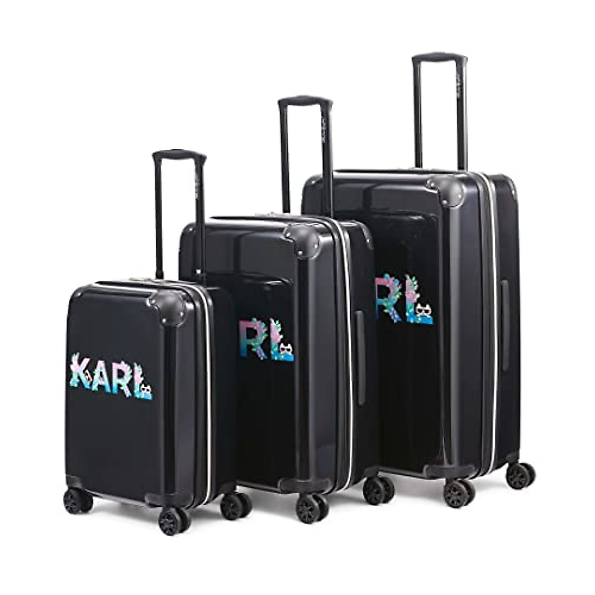 Karl Lagerfeld Paris Flowers 25" Upright Luggage, Black