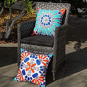 ONWAY Outdoor Waterproof Pillow Covers 18x18 Set of 4 Floral Boho Decorative Throw Cushion Cover Farmhouse Pillows for Bench Couch Patio Furniture