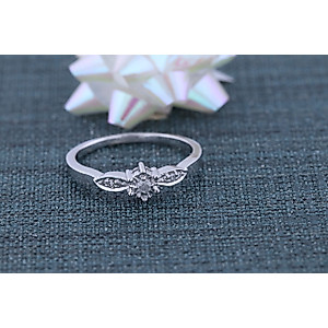 Dazzlingrock Collection 0.05 Carat Round White Diamond Flower Marquise illusion Set Ring for Women in 925 Sterling Silver Size 5