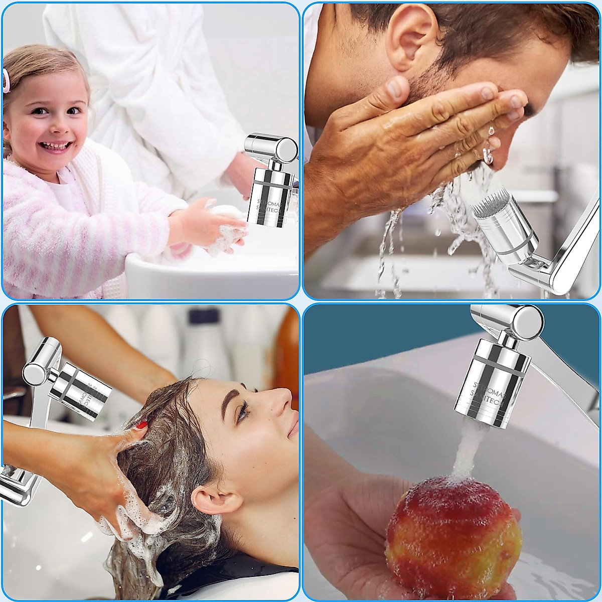 ST.THOMAS 1440°Swivel Faucet Extender,360° Swivel Robotic Arm Faucet Aerator,2 Sprayer Mode Kitchen Faucet Attachment Tap Head Replacement For Bathroom/Kitchen/Face/Kids Use