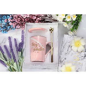 WENSSY Godmother Gifts from Godchild, Fairy Godmother Mug, Fairy Godmother Gifts, Mothers Day Godmother Gifts Mother’s Day Birthday Gifts for Godmother 14 Ounce Pink with Gift Box