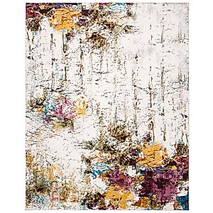 Safavieh Aria Collection 6'7" x 9'2" Cream/Olive ARA167A Modern Boho Abstract Non-Shedding Area Rug