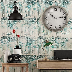 FINGERINSPIRE Gear Stencils 11.8x11.8 inch Clock Painting Stencil Plastic Clock & Key & Gear Patterns Stencil Steampunk Stencils Reusable DIY Art and Craft Stencils for Painting on Wood Fabric Walls