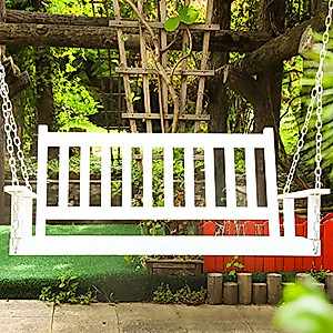Wood Front Patio Porch Swings Outdoor with Chains Weather Resistant Heavy Duty Hanging Porch Swings 4 Ft, White XL