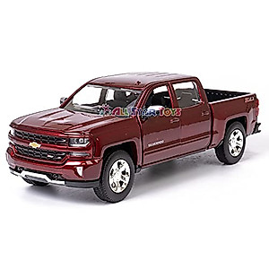 Motor Max 2017 Chevy Silverado 1500 LT Z71 Crew Cab Pick-Up Truck, Candy Red 79348/16D - 1/24 Scale Diecast Model Toy Car but NO Box
