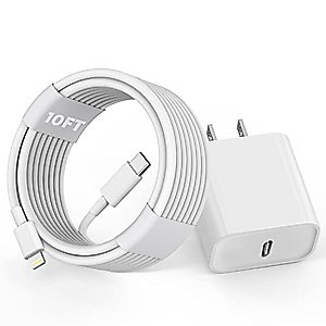 Fast iPhone Charger,10 Foot Extra Long iPhone Fast Charger【Apple MFi Certified】10FT Super Quick Apple Charging 20W USB C Type C Wall Charge Lightning Cable for iPhone 14/13 Pro/Mini/12/11/X/XR/SE/iPad