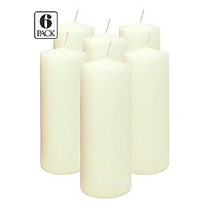 Hyoola Ivory Pillar Candles 3x8 Inch - Unscented Pillar Candles - 6-Pack - European Made