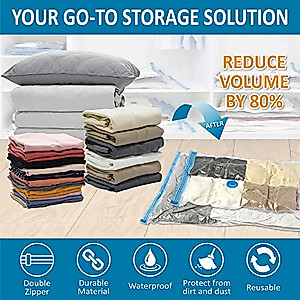 20 Pack Vacuum Storage Bags, Space Saver Bags (4 Jumbo/4 Large/4 Medium/4 Small/4 Roll) Compression Storage Bags for Comforters and Blankets, Vacuum Sealer Bags for Clothes Storage, Hand Pump Included