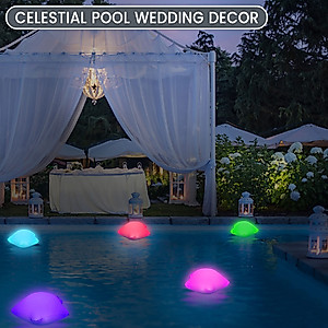TIALLY Stars Floating Pool Lights Solar Powered - Glowing Pool Lights That Float - Inflatable Floating Solar Pool Lights for Swimming Pool, Weddings, Patio, Ponds - Pool Party Lights (2 Pack)