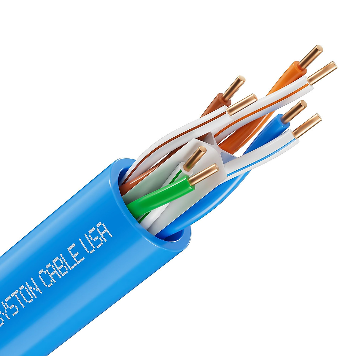Syston Cable Technology Cat 6E Ethernet Network Cable - 100 FT，600MHz 23AWG Solid Bare Copper Wire Outdoor/Indoor, Bulk No Ends 10 Ft to 1000 Ft Available, Heat Resistant Riser Rated - CMR
