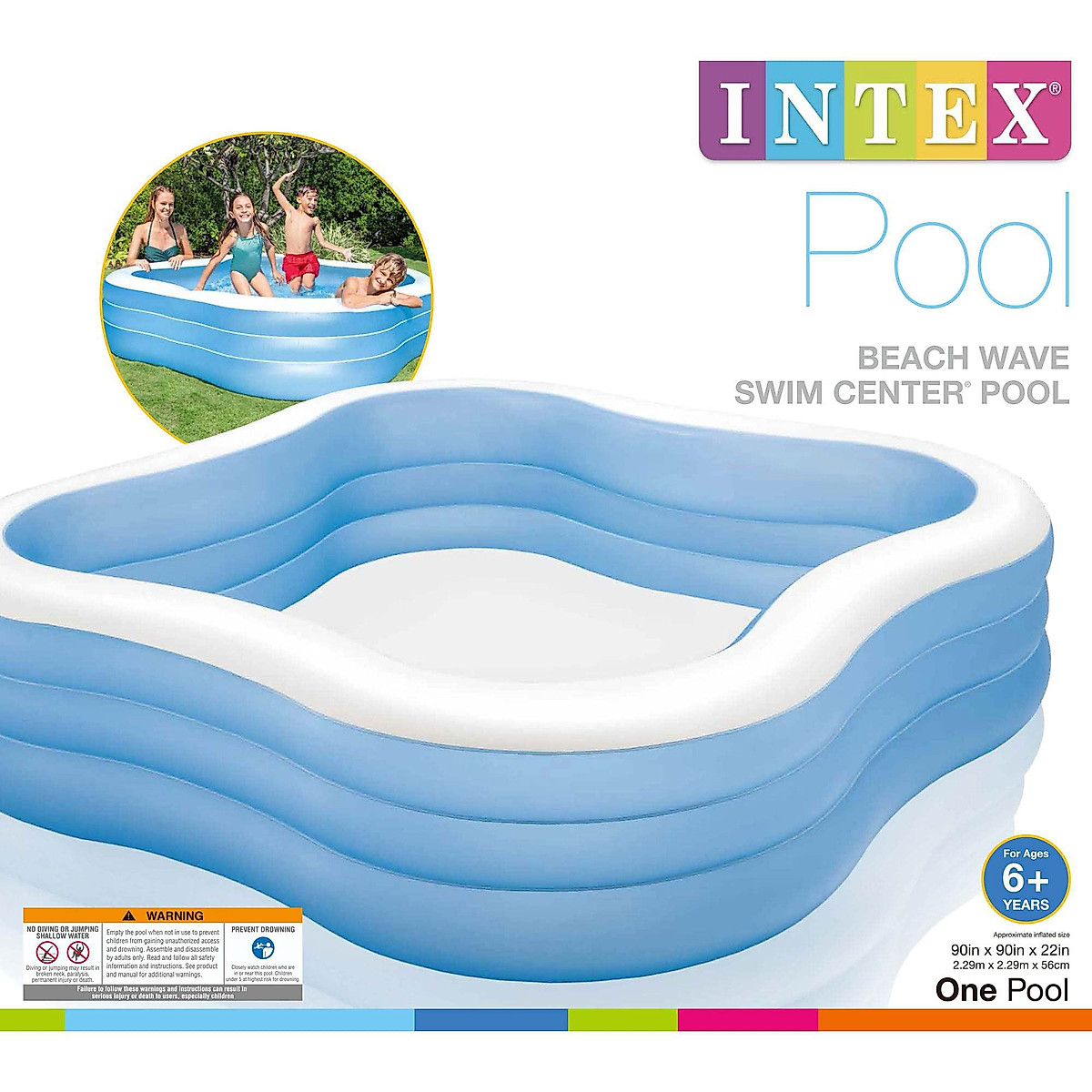 Intex 57495EP 90" X 90" X 22" Swim Center Family Pool Assorted Colors