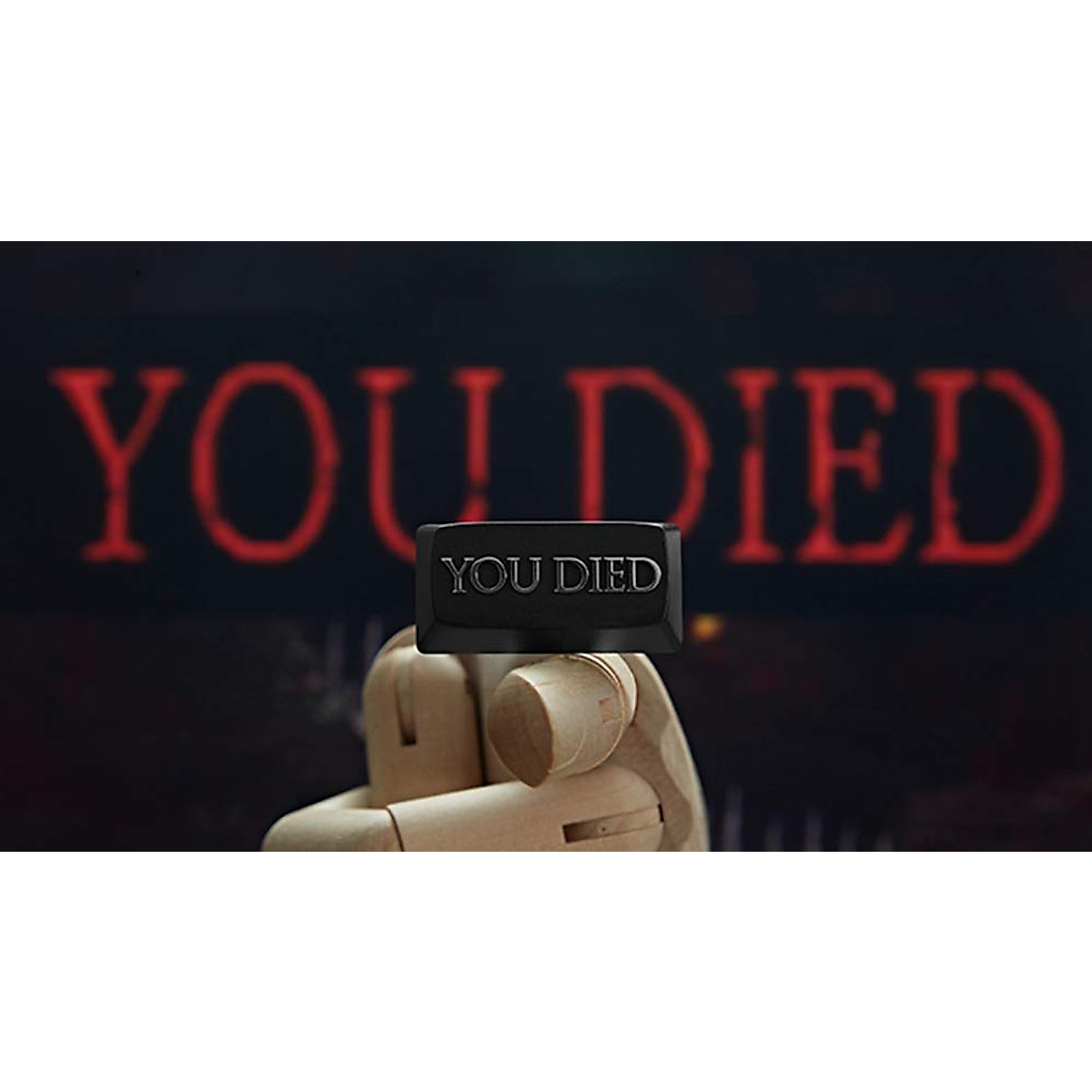 HFSECURITY You Died Design Metal Keycaps for Cherry Mx Switch Mechanical Gaming Keyboard Black Aluminum Alloy Backspace Keycaps