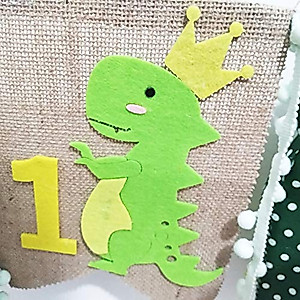 Dinosaur Party Supplies Decorations–Dinosaur Highchair Banner Baby Boy 1st Birthday High Chair Bunting Garland Decoration Wall Decor for Photo Booth Props,Happy Birthday Banner (New Dinosaur Green)