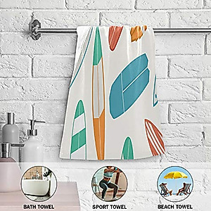 Blueangle Surfboard Pattern Print Soft Hand Towels for Bath Decorative Guest Towels Fingertip Towels for Bathroom Spa Gym, 2-Piece, 14.4 x 28.3 inches