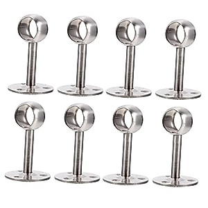 Garneck 8pcs Clothes Rail Flange Closet Rod Shelf Bracket Ceiling Mount Shower Rods Ceiling Mount Drapery Stainless Steel Hooks Shower Rod Hooks Metal Shelf Brackets Curtain Rod Support