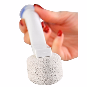 Home-X Pumice Toilet Cleaning Wand, Volcanic Pumice Toilet Bowl Cleaner with Handle, Easy-To-Use Scrubbing Wand for Toilet Bowl Stains, 13 ½ " L x 1 ½ " W x 1" H, White/Blue