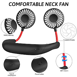 Haomaomao Neck Fan, Portable Fan With 2500 mAh Rechargeable Battery USB Mini Personal Wearable Neckband Sport Fan for Working, Traveling, Office, Reading, Outdoors