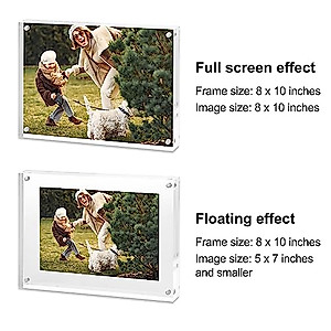 Fixwal Acrylic Frame, Clear Picture Frame 8x10, Set of 3, Magnetic Photo Frame, 10mm Clear Glass Frame, Wedding Table Numbers, Glass Table Top, Frameless Photo Frame