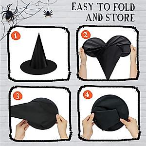 Hifunwu 12 Pieces Halloween Witch Hats Halloween Costume Witch Hat Witch Costume Accessory for Halloween Party Decorations