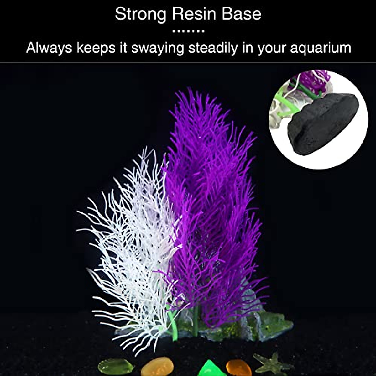 LPFLASAT Fish Tank Decorations Aquarium Decorations Fish Tank Aquarium Decor Fish Tank Decor Aquarium Accessories Turtle Tank Fish Tank Glow Plants Aquarium Ornament 1 Pieces (Big-Purple)