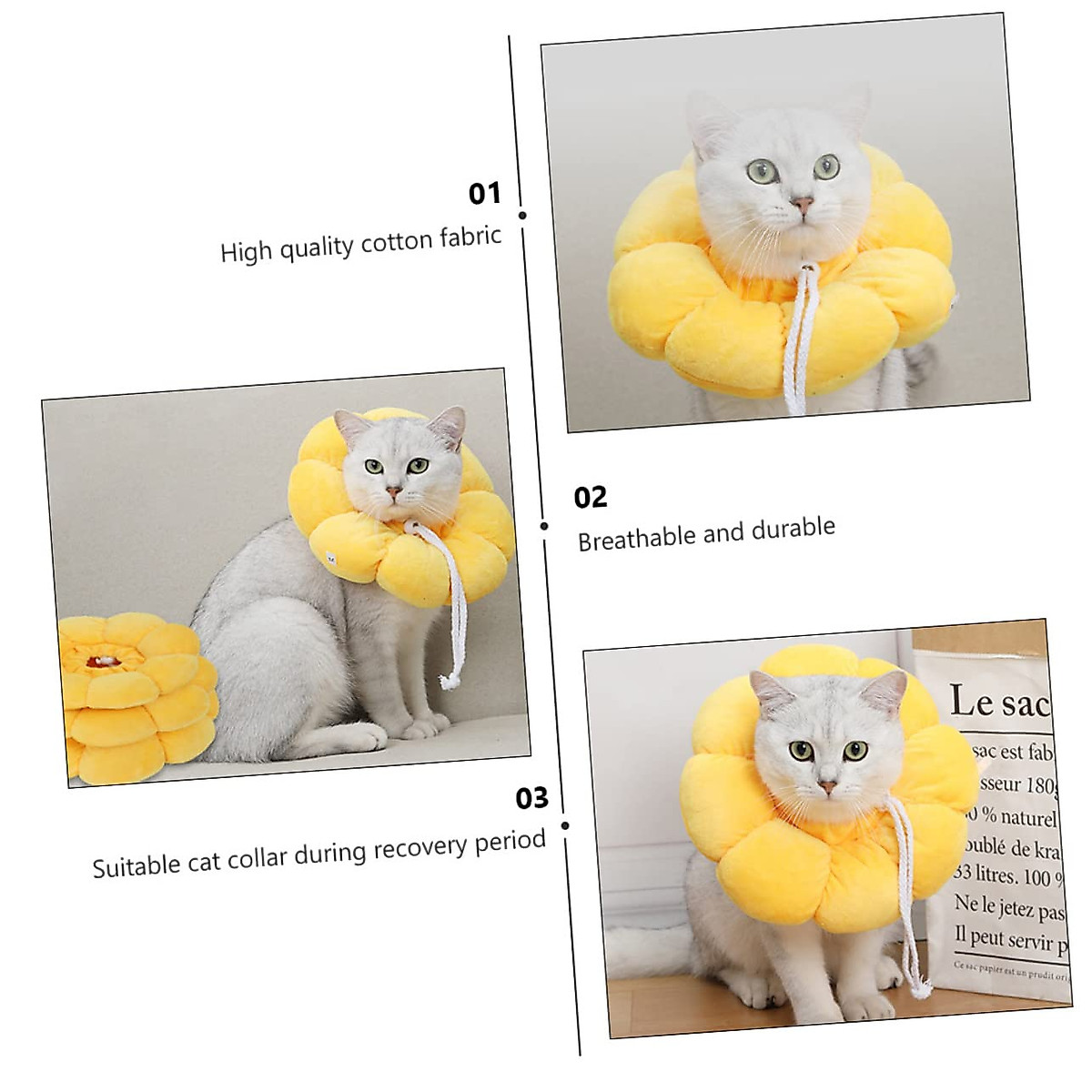 Toddmomy 2pcs Elizabeth Circle Pet Bite Collar Cat Recovery Neck Cone Elizabethan Cat Cone Adjustable Pet Cone Pet Bite Collar Cat Recovery Collar Choker Pp Cotton Kitten