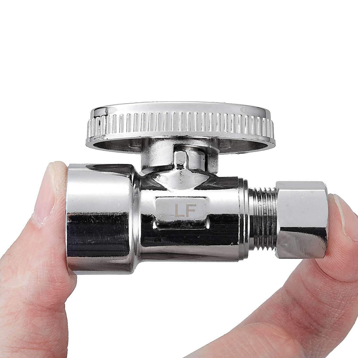 Minimprover 2 Pack Brass 1/2 Inch FIP x 3/8 Inch OD Compression Quarter Turn Straight Water Angle Stop Valve Shut Off