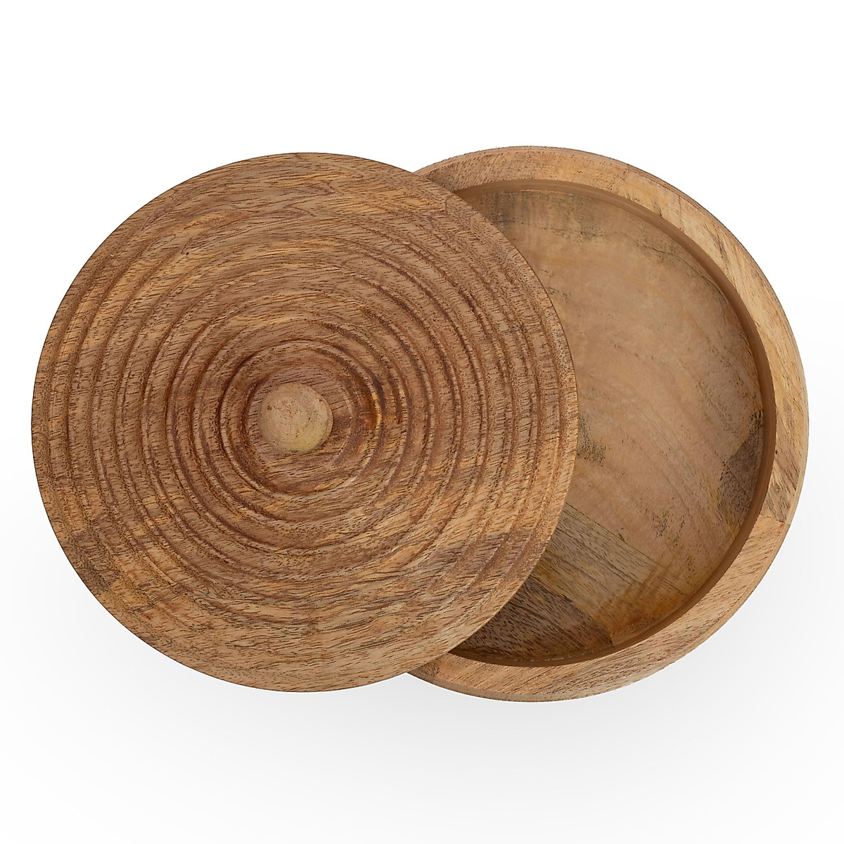 Indian Kitchen Roti Holder Box Pancake Keeper Serveware Hot Pot Casserole Dish With Lid Home Kitchen Dining Decor, Natural Brown, 9 x 3 Inches