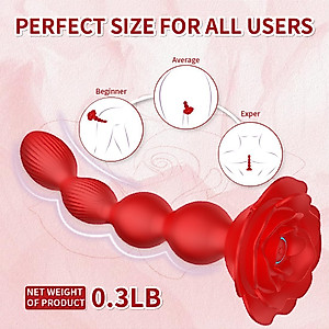 Anal Beads Anal Butt Plug,10 Rotate Twist and Vibrating Modes,Prostate Massager Graded Silicone Design Anal Vibrators for Men,Remote Control Rose Toy for Women,Adult Sex Toys for Couple (Red)