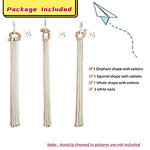 Trantranapa 3pcs Elephant Whale Squirrel Hair Bow Holder for Girls Baby Hair Bows and Headbands Organizer Hair Clips Holder Wall Decor for Kids’ Room Hanging Hairpin kids’ Head Rope Storage