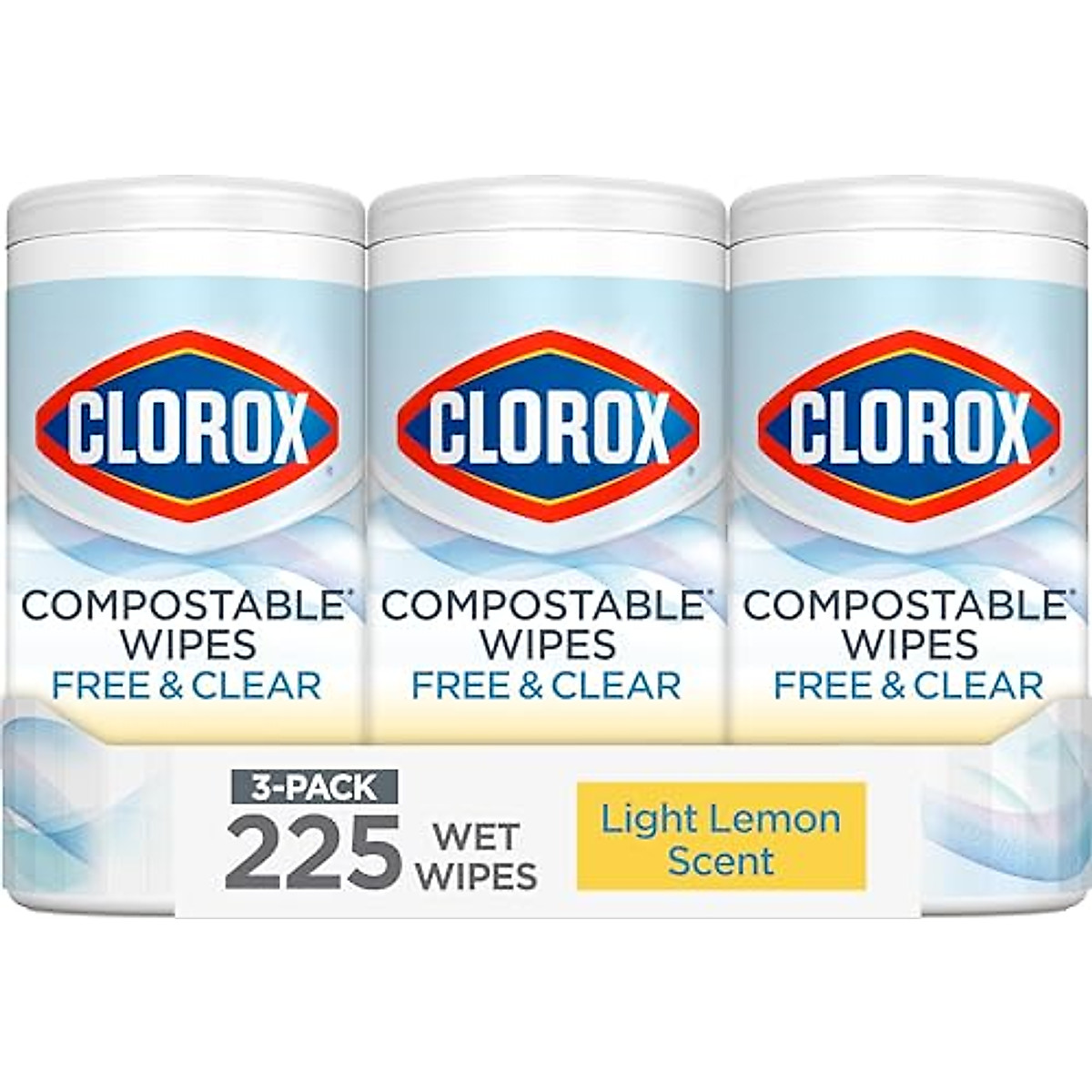 Clorox Compostable Cleaning Wipes - All Purpose Wipes - Household Essentials, Simply Lemon, 75 Count (Pack of 3)