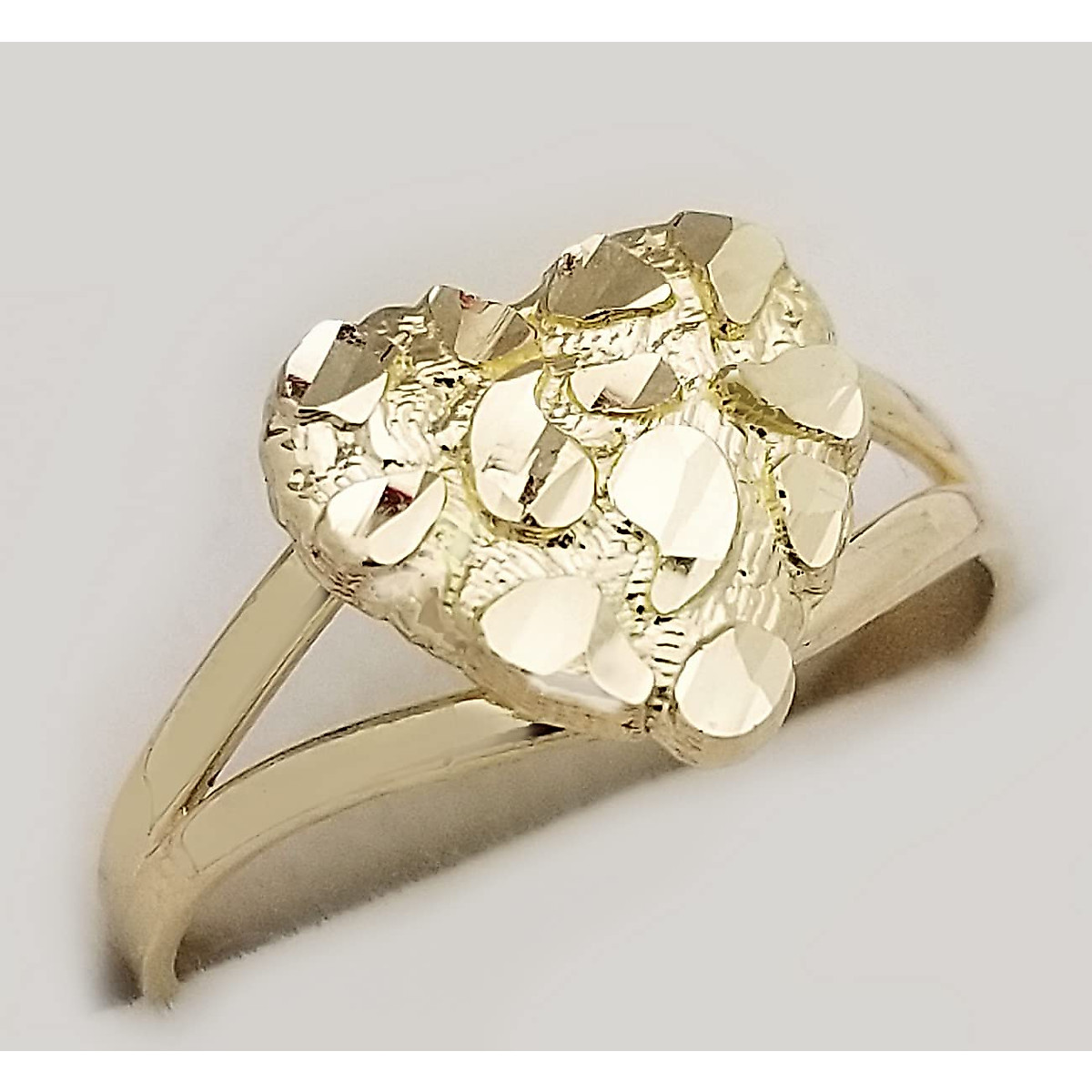 10k Gold Solid Nugget Ring Gold Heart Ring