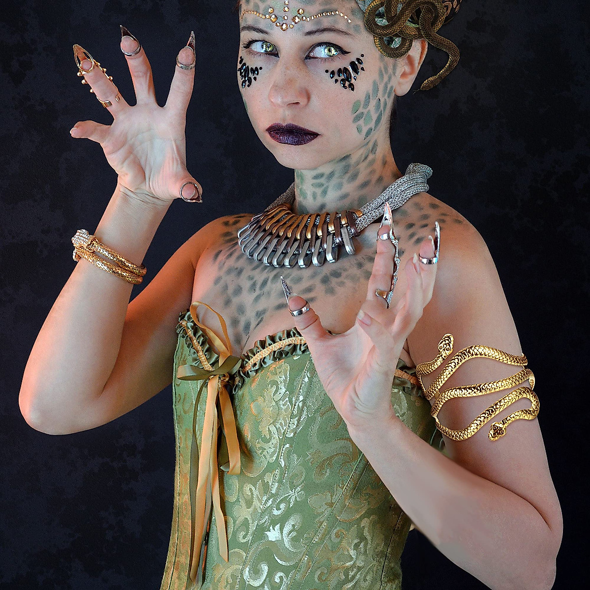 Jstyle 6Pcs Coil Upper Arm Cuff Open Arm Band Bracelet for Women Greek Goddess Filigree Swirl Boho Armlet Bangle Costume Jewelry Adjustable Gold Tone