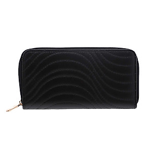 Black Swirl Design Wallet Vegan Leather Long Wallet Clutch