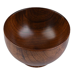 Zyyini Wooden Bowl, Wooden Handmade Sturdy Salad Bowl, Jujube Wood Round Chinese Style Tableware, Heat-Resistant Wooden Food Container Suitable For Rice, Noodle, Mix Salad(11cm)