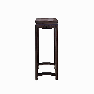 Chinese Oriental Square Burgundy Brown Plant Stand Pedestal Table Acs7686
