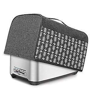 Yarwo 4 Slice Toaster Cover with Pockets and Top Handle, Nylon Toaster Cover Fits for Most 4 Slice Long Slot Toasters, Gray with Arrow