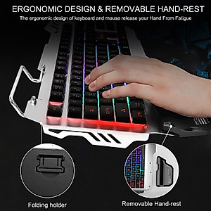 Wired Keyboard and Mouse Combo - Rainbow Keyboard Ergonomic Mechanical Feeling Colorful Led Light Up Keyboard Mouse