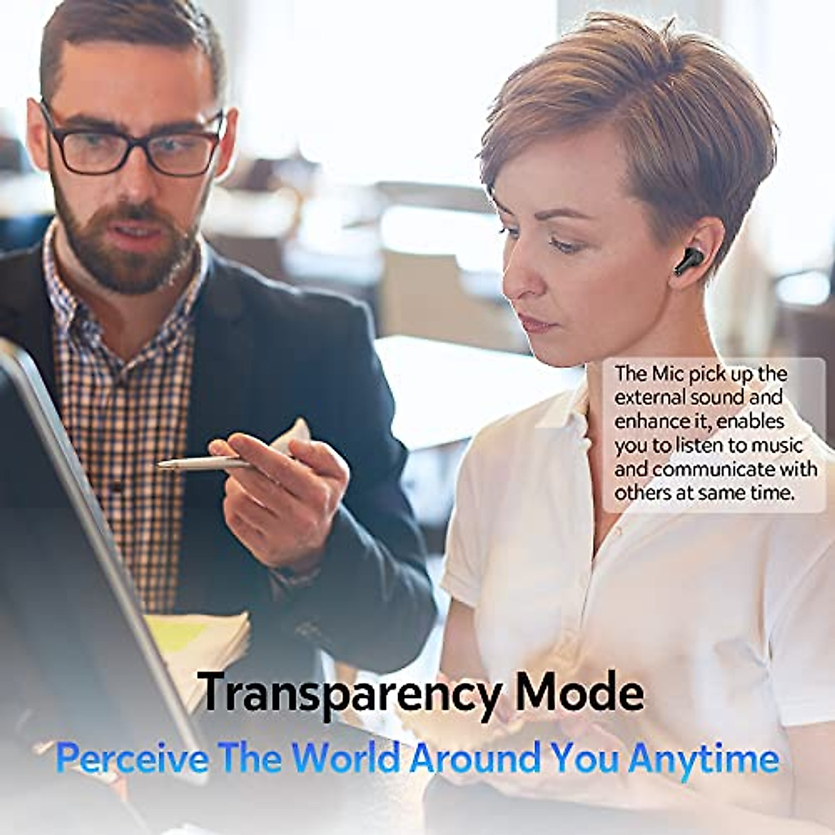 DACOM Wireless Earbuds Active Noise Cancelling Bluetooth 5.2 Built-in Microphone 32H Playtime Mini Charging Case in-Ear Earphones for iPhone Android Work Immersive Sound Premium Deep Bass Headset