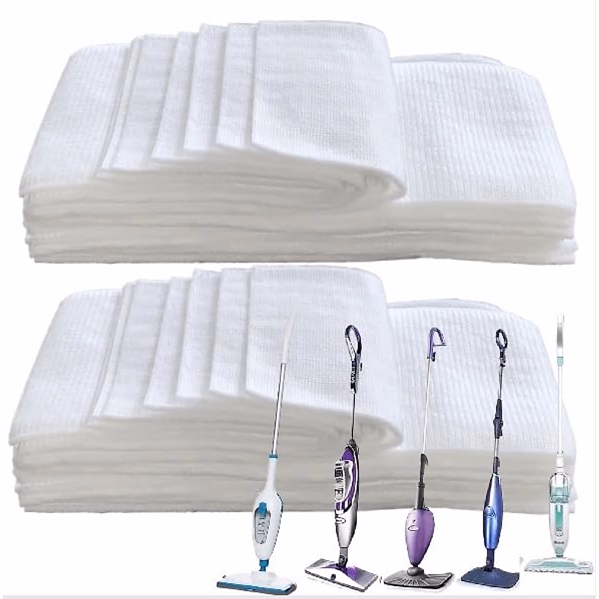 50 Pack 12 inch Disposable Mop Pads for Shark Steam Mop, Compatible with Shark Sanifiber, Ocedar Promist Spray Mop, Swiffer Wetjet Mop, Black+Decker Steam Mop